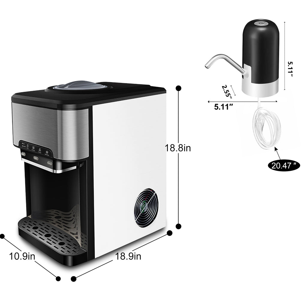 NUNET 3-in-1 Portable Ice Maker Water Dispenser Countertop Built-in Ic ...