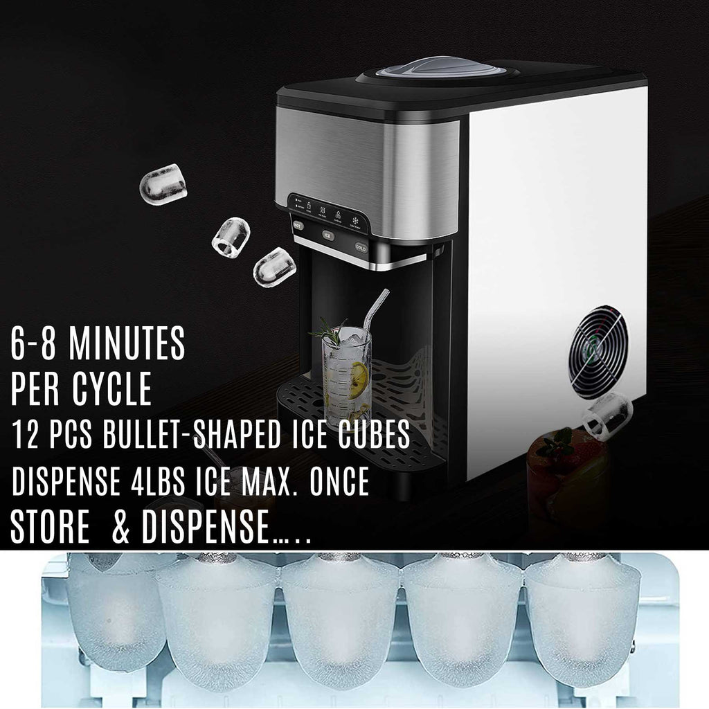 NUNET 3-in-1 Portable Ice Maker Water Dispenser Countertop Built-in Ic ...