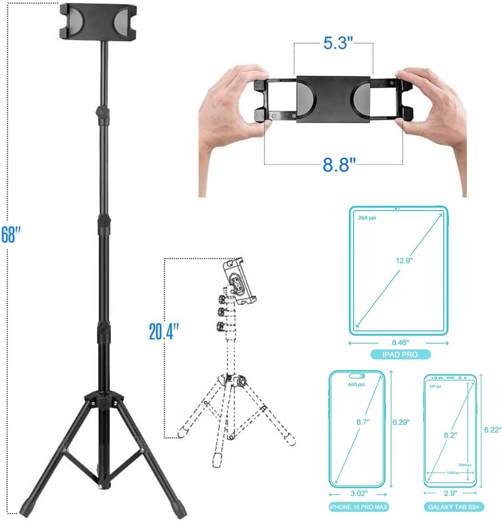 Tablet Tripod for iPad Pro Floor Stand Tripod Mount for Surface Pro Sa ...